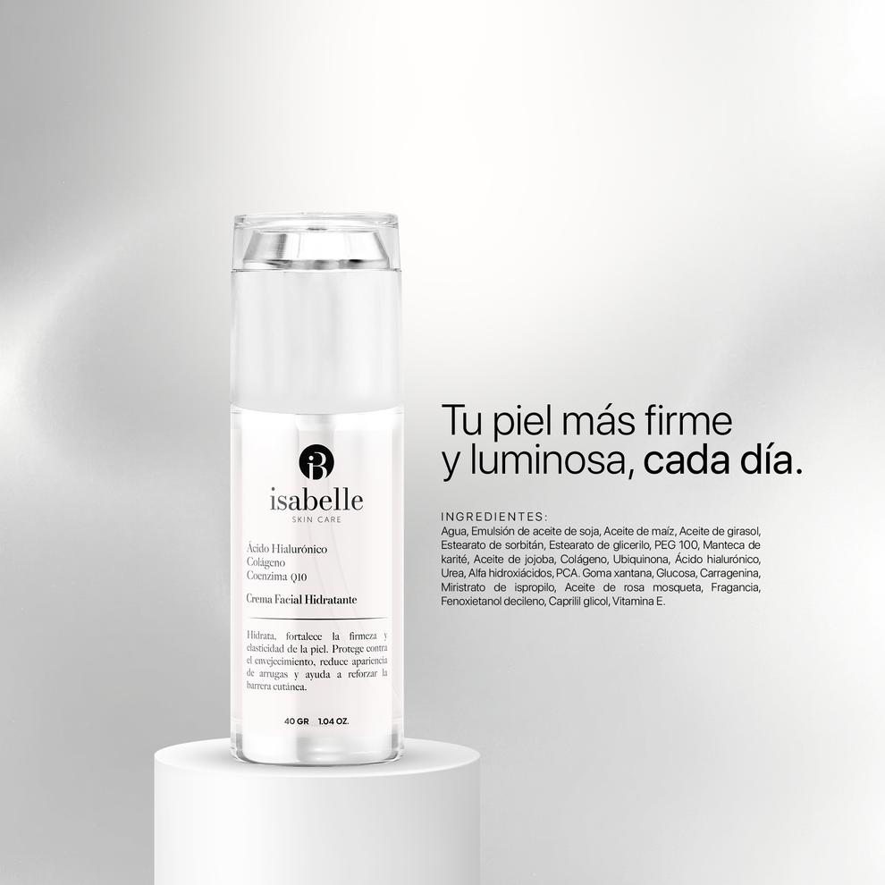 Crema Facial Ácido Hialurónico + Colágeno + Q10 – Isabelle